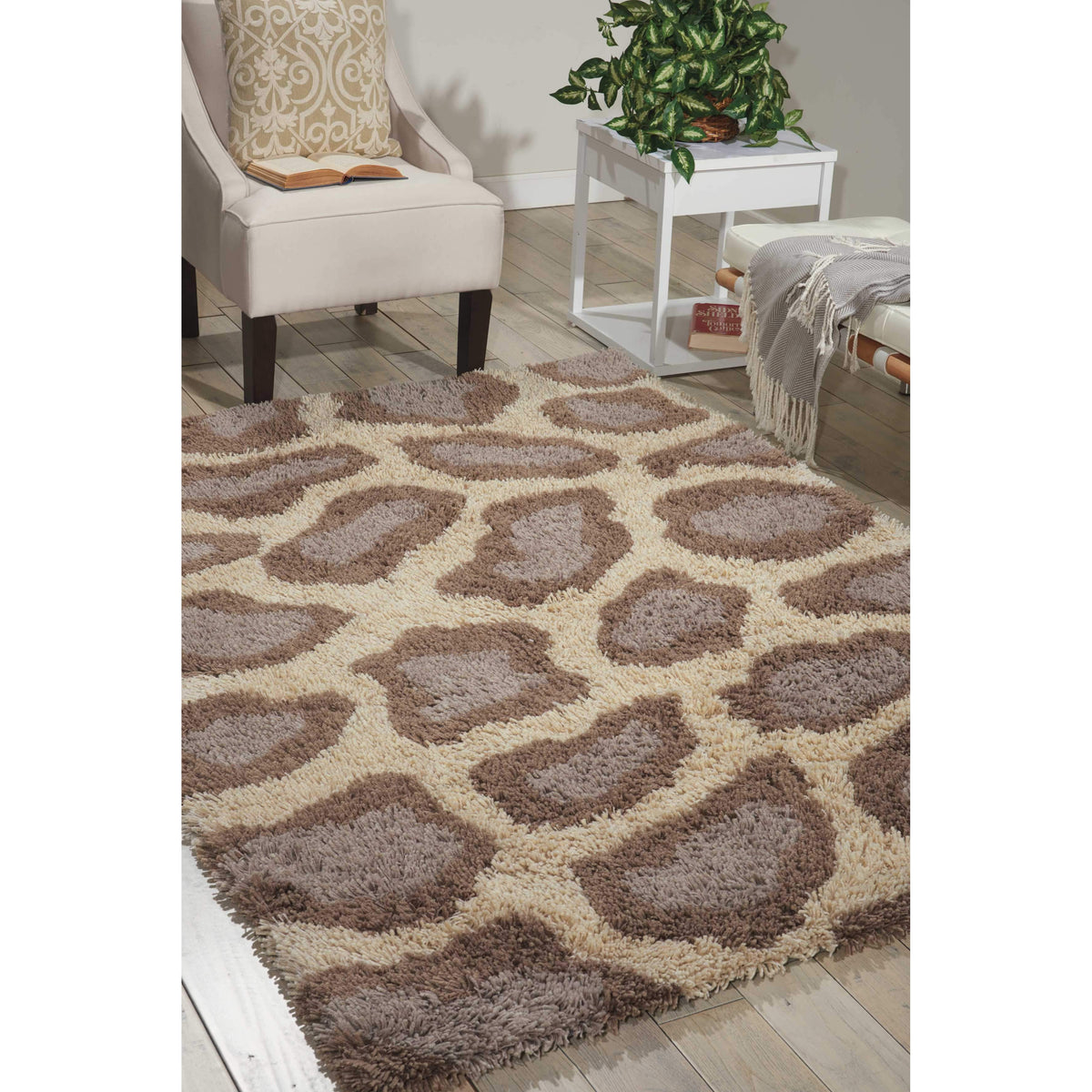 Nourison Splendor Beige Shag Area Rug– Area Rugs Weaver